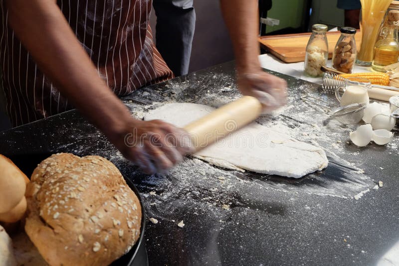 Cooking Dough for Baking in the Kitchen, Ready-made Bread for Ba Stock ...