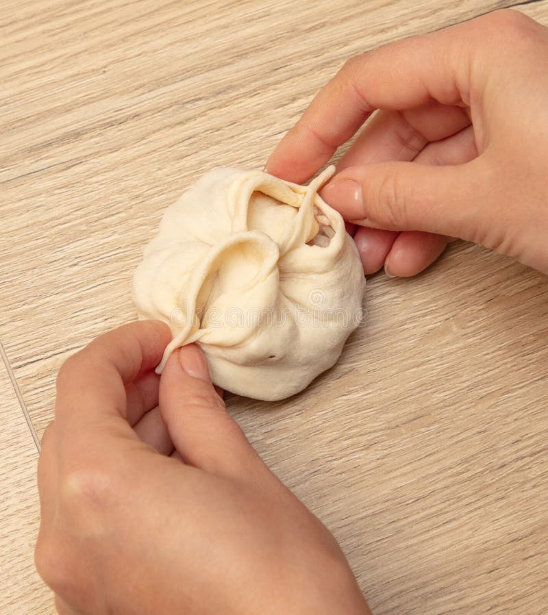 Cooking Dough with Meat on the Table. Stock Photo - Image of meal ...