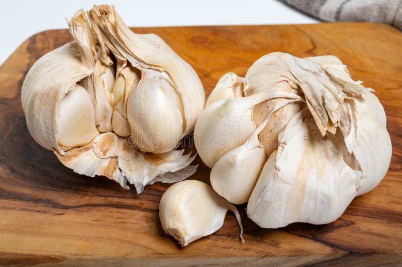 Cooking with Dried French White Garlic Stock Photo - Image of bulb ...