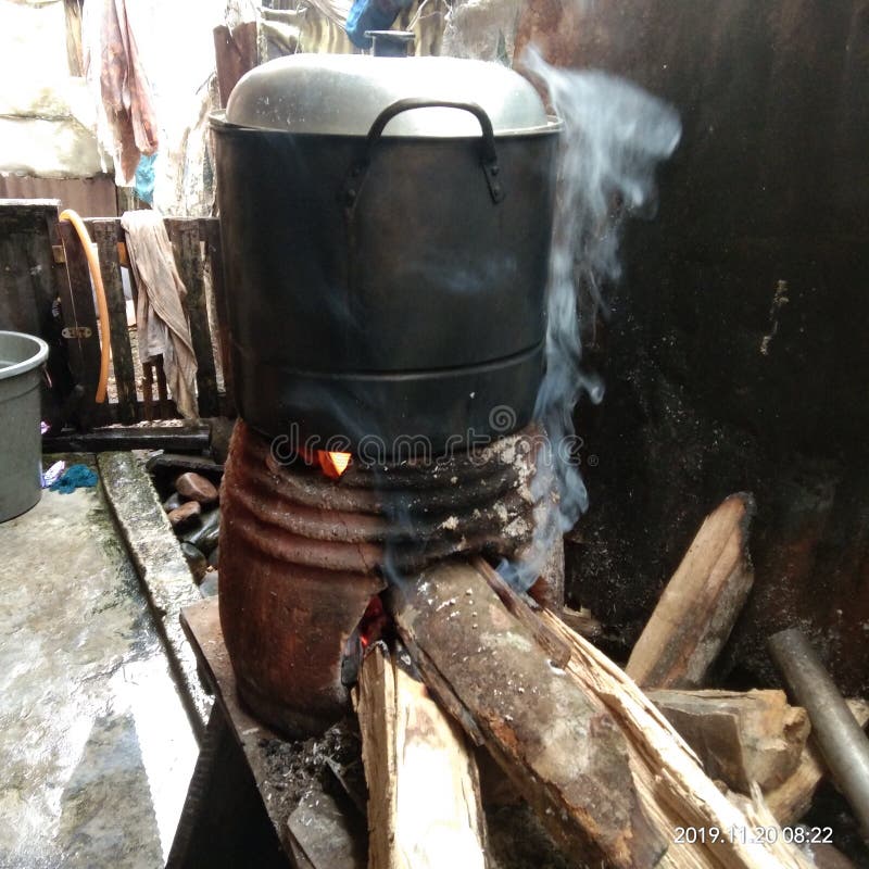 Cooking Drinking Water with Firewood Tradicitional Stock Photo - Image ...