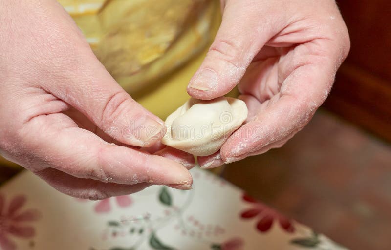 Cooking Dumplings by Hand in the Kitchen Stock Photo - Image of cook ...