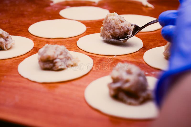 The Process of Making Dumplings at Home Stock Image - Image of brown ...
