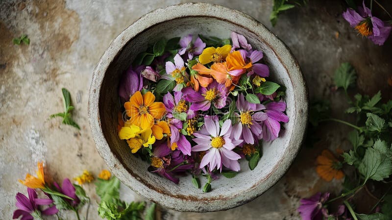 Cooking with Edible Flowers and Wild Herbs. Stock Photo - Image of ...