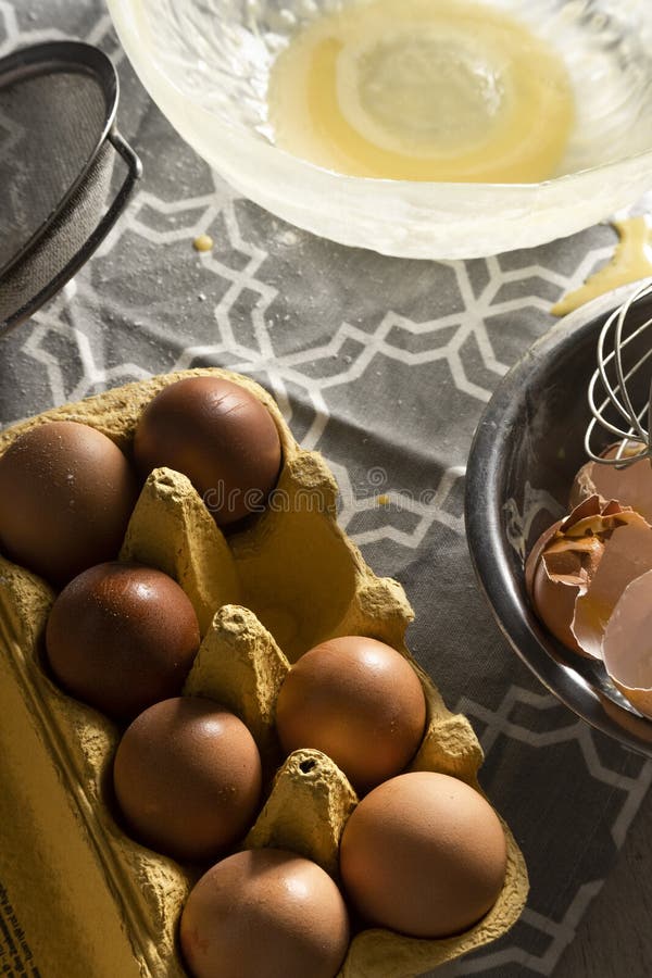 Cooking Eggs Cracked Egg Shells Used Kitchen Utensils Table Stock ...