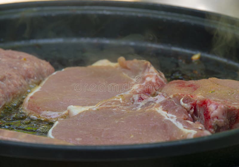 Cooking in Electric Meat Grill Close-up Stock Photo - Image of food ...