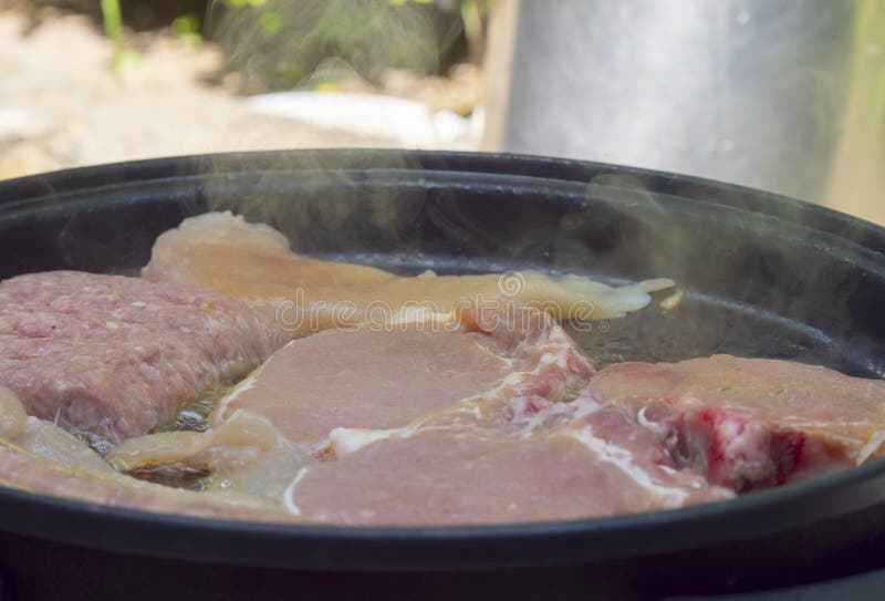 Cooking in Electric Meat Grill Close-up Stock Image - Image of fresh ...