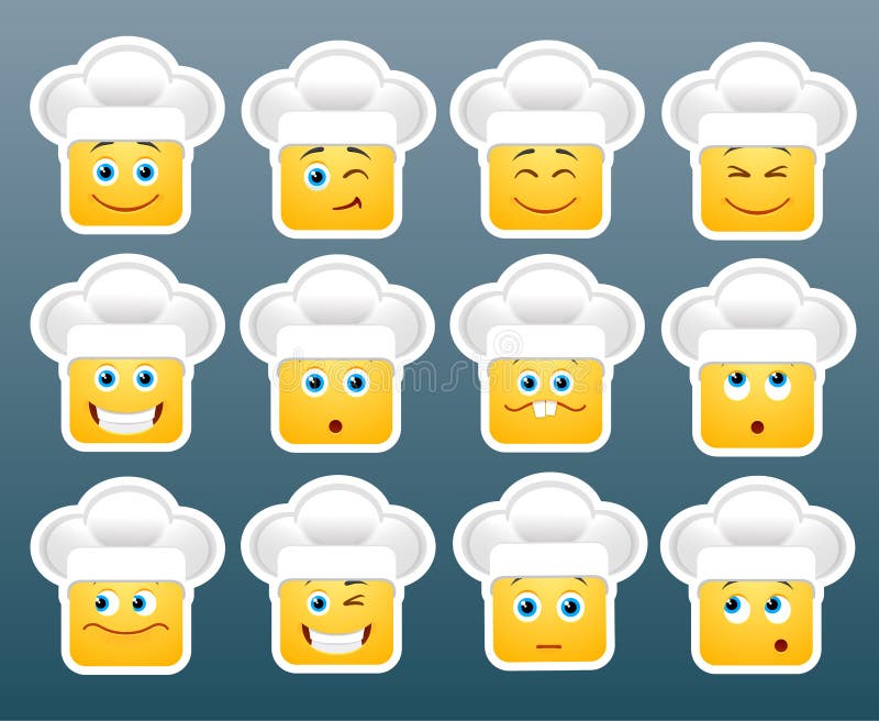Cooking Emoticon Smile Stickers Stock Vector - Illustration of design ...