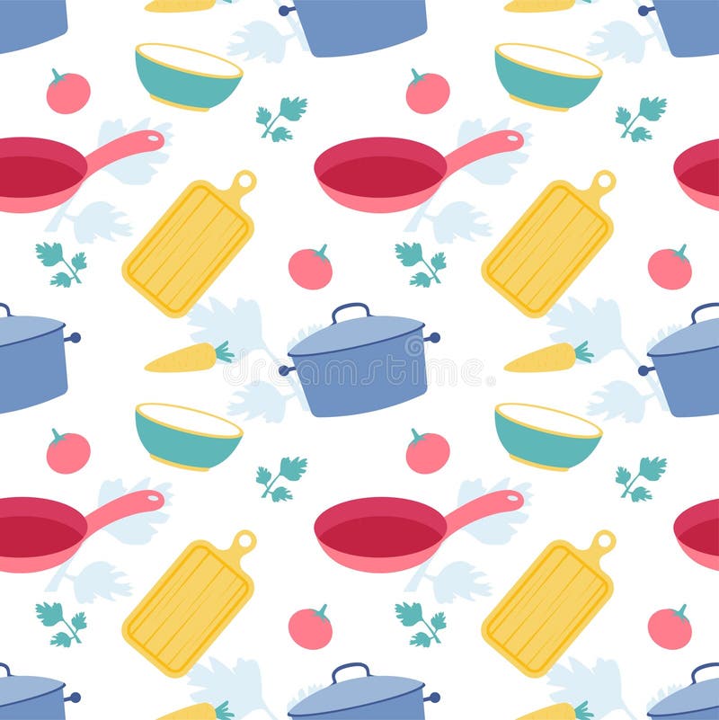 Cooking Equipment Seamless Pattern Design Illustration in Flat Cartoon ...