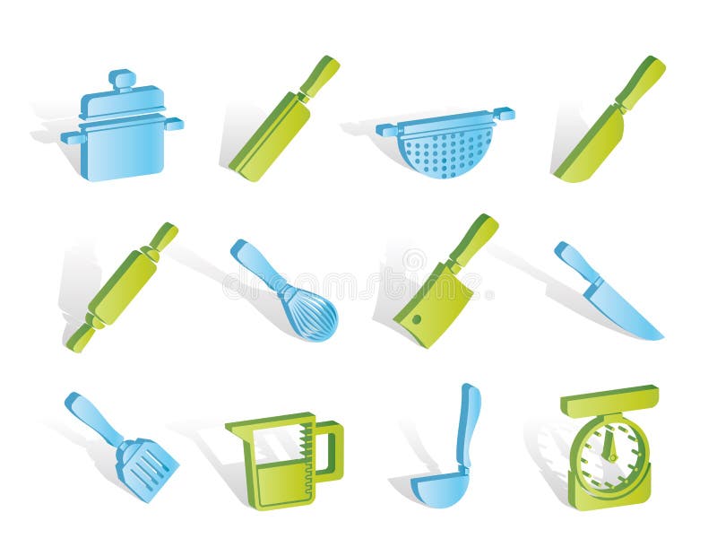 Cooking Equipment and Tools Icons Stock Vector - Illustration of button ...