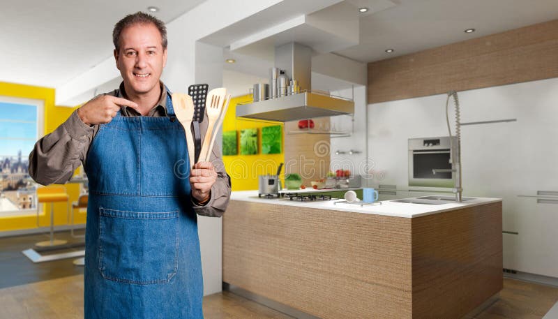 Cooking expert stock photo. Image of apron, pointing - 13288186