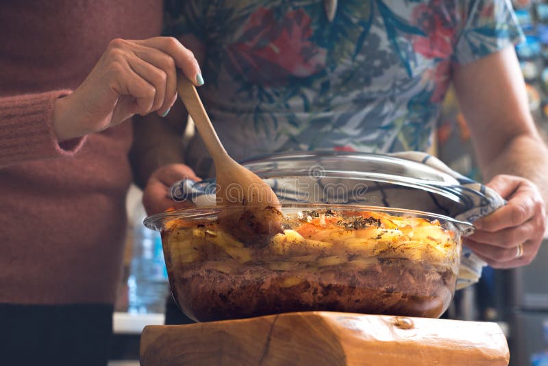 Cooking the Family Dinner Horizontal Stock Image - Image of glass ...