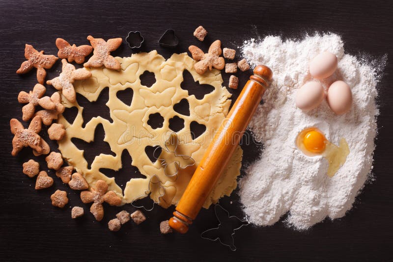 Cooking Figure Pastry and Ingredients. Horizontal Top View Stock Photo ...