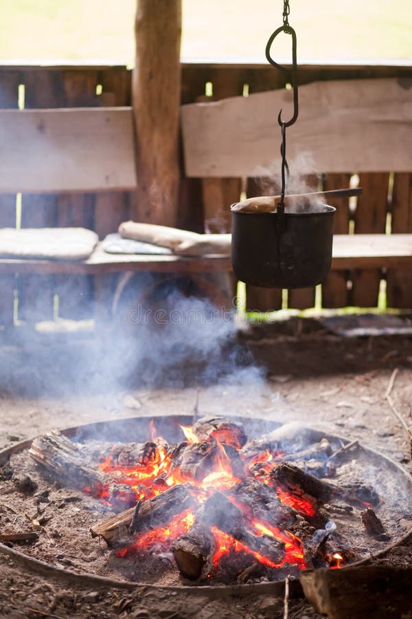 Cooking with fire stock image. Image of meal, campfire - 29182927