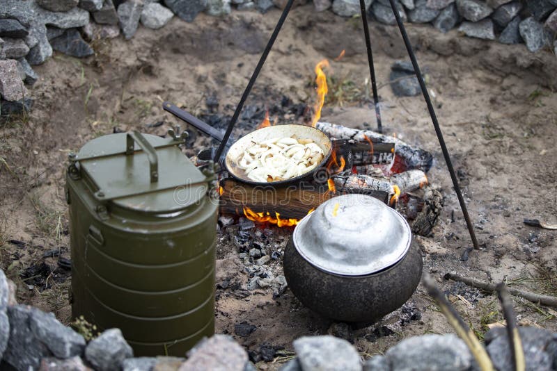 Cooking on a Fire in Case of Loss of Housing Stock Image - Image of ...