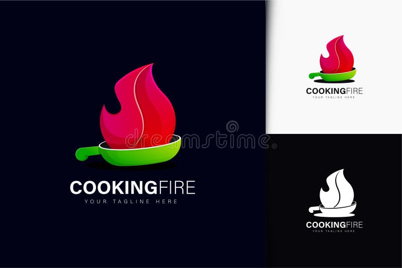 Cooking Fire Logo Design with Gradient Stock Vector - Illustration of ...