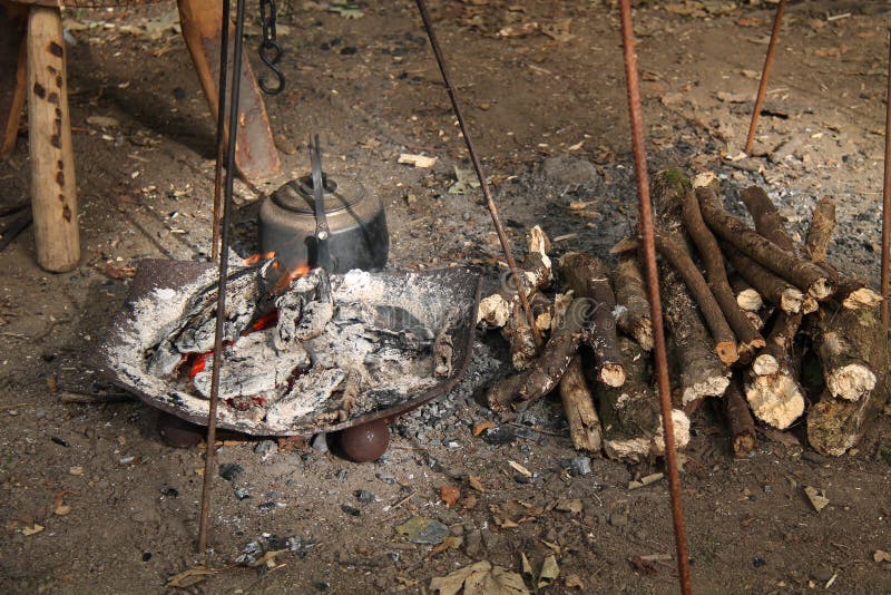 Cooking Fire. stock image. Image of dinner, burning, forest - 51778087