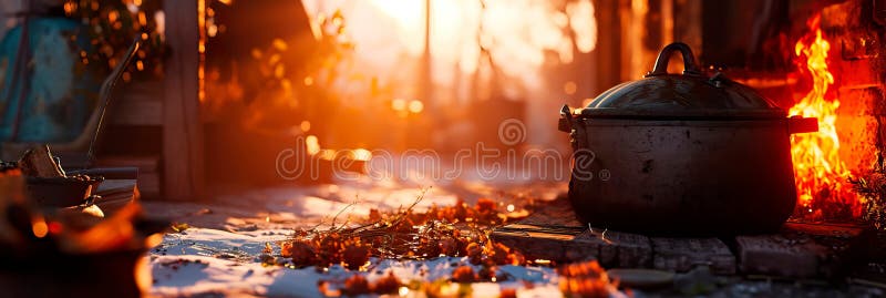 Cooking on a Fire Outdoors, Spring Outdoor Recreation , Generative AI ...