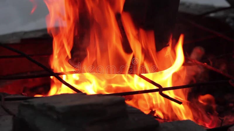 Cooking on the Fire. Pan Over an Open Flame Stock Video - Video of ...