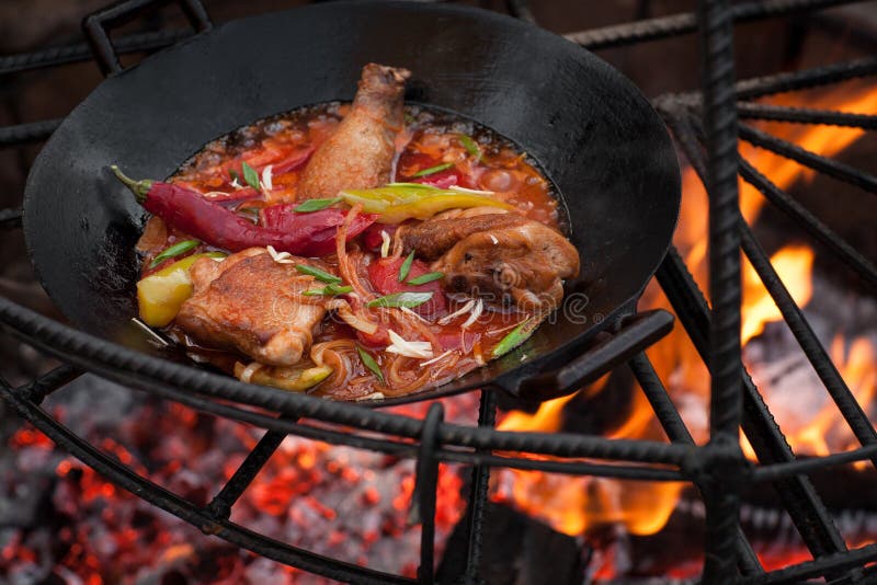 Cooking on fire stock image. Image of blaze, frame, dinner - 90448619