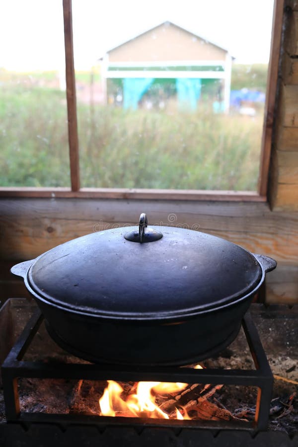 Cooking Food in Cauldron on Fire Stock Image - Image of grill, pilau ...