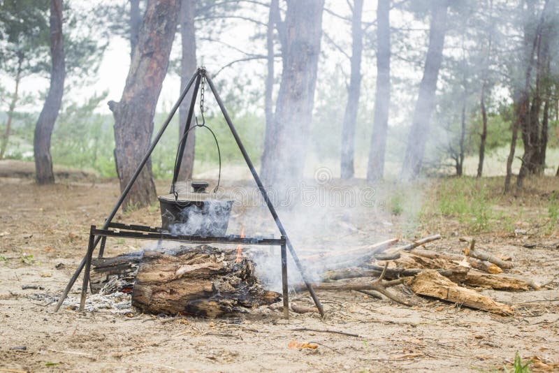 Cooking Food on the Fire in the Pot. Stock Photo - Image of alfresco ...