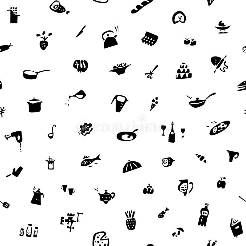 Cooking Food Seamless Vector Background , Design Element Stock Vector ...