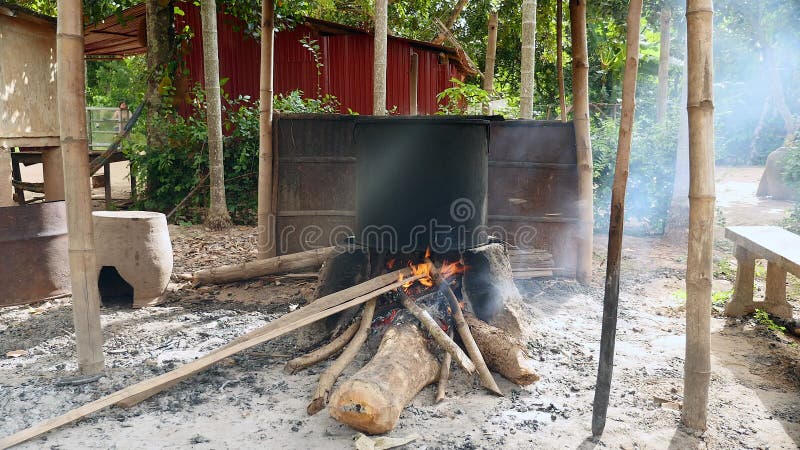 Large Pot Cooking Over Open Fire on Wood and Stone ( Close Up ) Stock ...