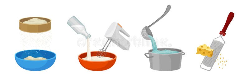 Cooking and Food Preparation Process with Kitchen Utensils and ...