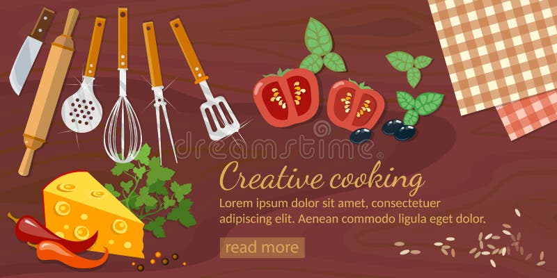 Food and cooking banner stock vector. Illustration of kitchen - 51344309