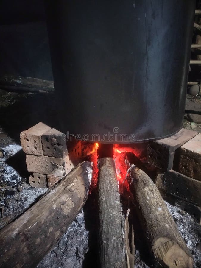 Cooking Food and Water Using Firewood Stock Photo - Image of wood, meat ...