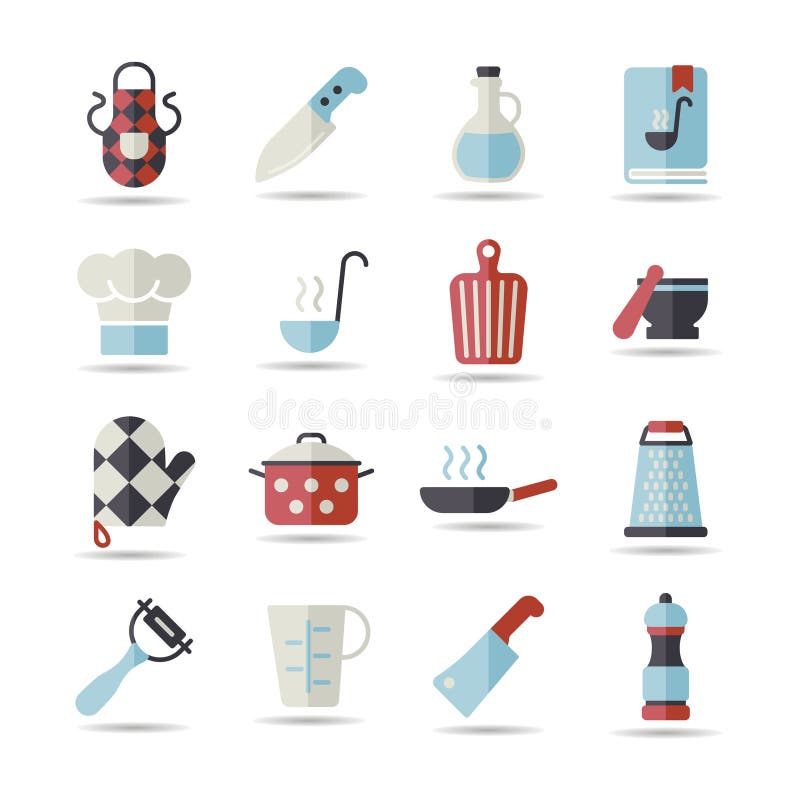 Cooking Foods and Kitchen Vector Icon Set Stock Vector - Illustration ...