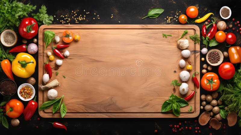 Cooking Frame Food Fresh Top View Stock Photo - Image of rustic, green ...