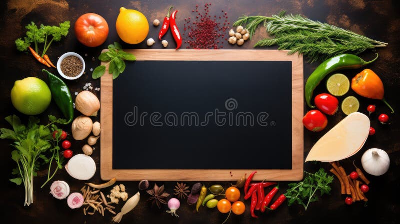 Cooking Frame Food Fresh Top View Stock Illustration - Illustration of ...