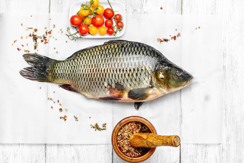 Cooking fresh carp stock image. Image of freshwater, cuisine - 75884697