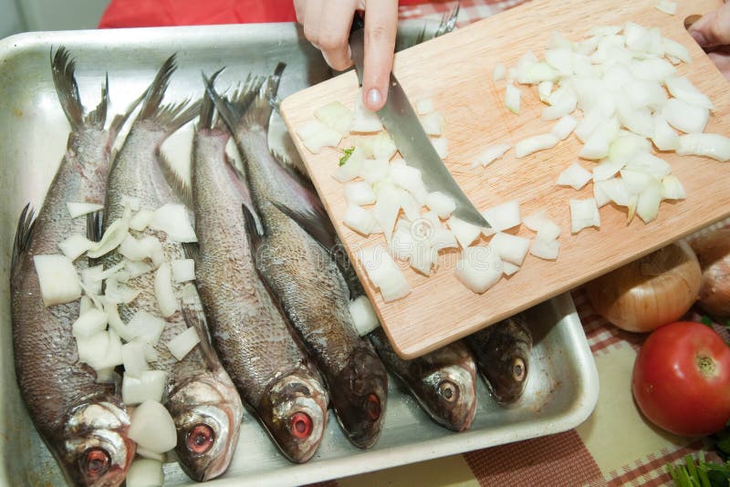 Cooking a fresh fish stock photo. Image of fresh, cuisine - 9805222