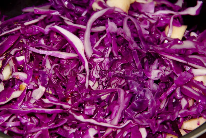 Cooking Fresh Sliced Red Cabbage in Cooking Pot Stock Photo - Image of ...