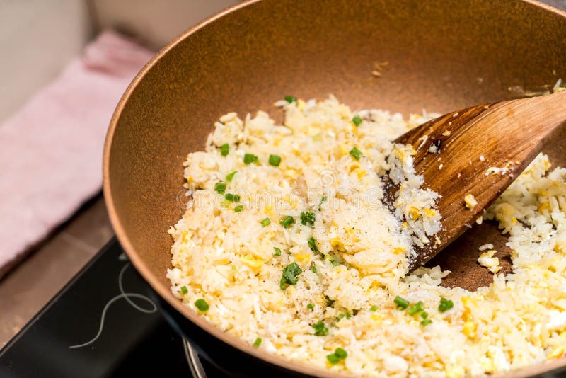 Cooking fried rice stock photo. Image of food, vegetable - 125499384