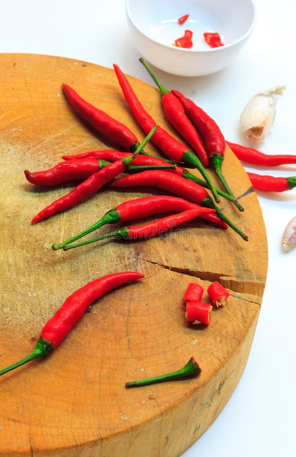 Cooking the Garlic,Chilli in Thai on White Background. Stock Photo ...