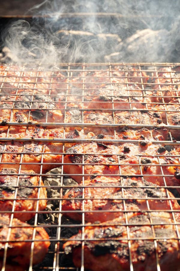 Cooking Grilled Meat Stake Dinner on Barbecue Stock Photo - Image of ...