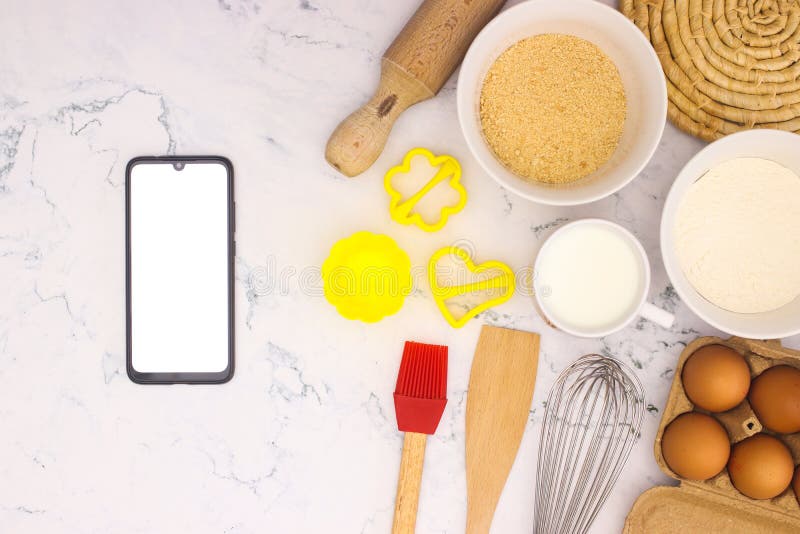 Cooking Groceries for Baking and Making Cookies with Cooking Utensil on ...