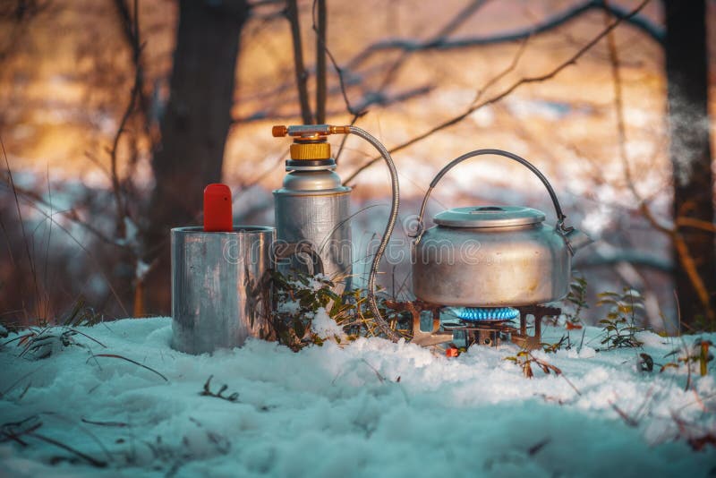 Cooking while Hiking with a Backpack Stock Image - Image of hiking ...