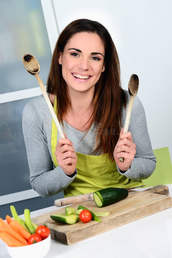 Cooking at home stock image. Image of person, home, salad - 29795617