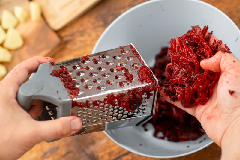 Cooking at Home: Grating Beetroot for a Nutritious Recipe. Stock Photo ...
