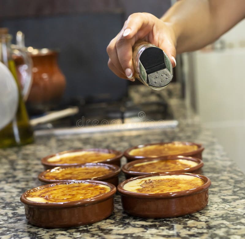 Cooking Homemade Custard and Putting Cinnamon Stock Image - Image of ...