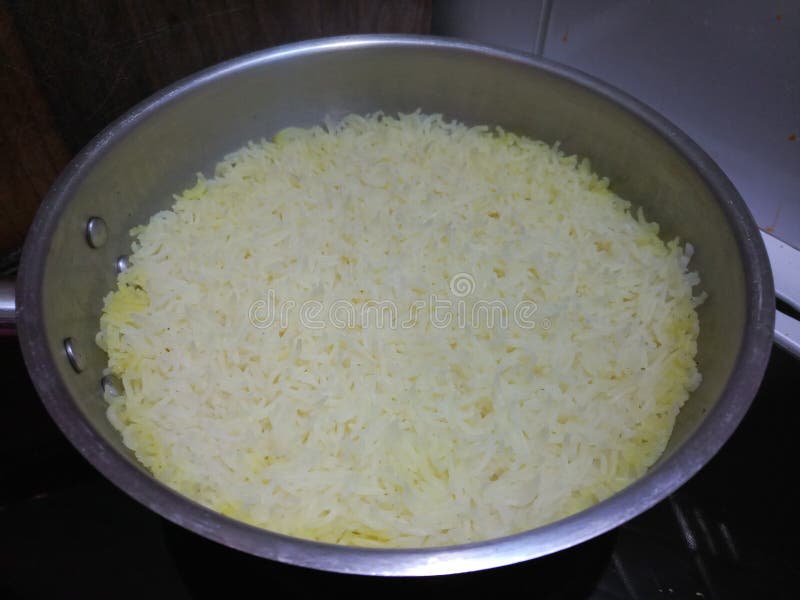Fluffy Hot White Rice in Silver Pot Stock Image - Image of cooking ...