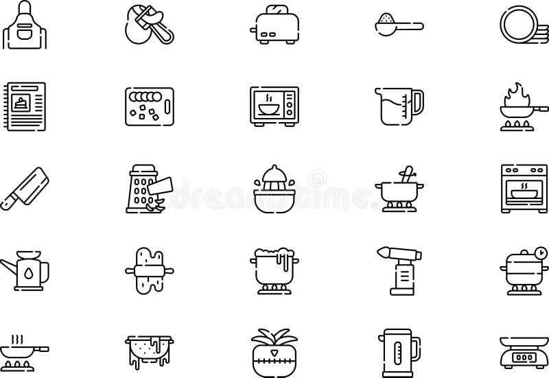 Cooking Icons Collection is a Vector Illustration with Editable Stroke ...
