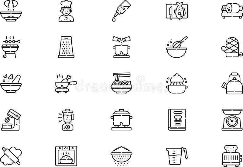 Cooking Icons Collection is a Vector Illustration with Editable Stroke ...
