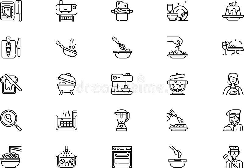 Cooking Icons Collection is a Vector Illustration with Editable Stroke ...