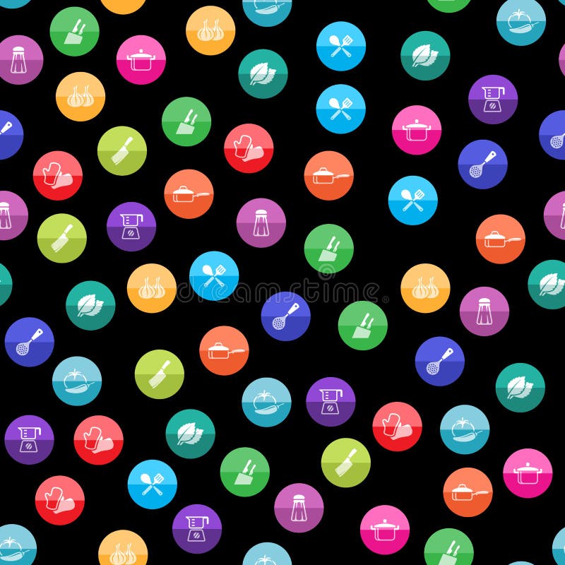 Circle Icons - Cooking Seamless Pattern. Stock Vector - Illustration of ...