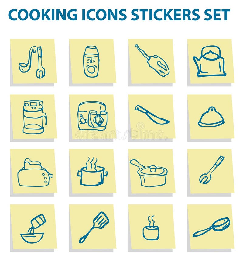 Cooking icons set kitchen stock illustration. Illustration of saucepan ...